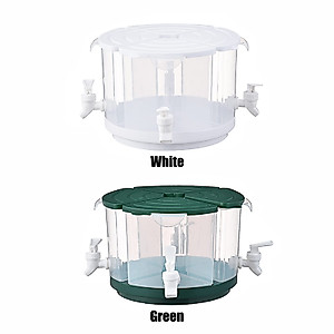 PRTECY Beverage Dispenser for Fridge, 5.5 L/1.5 Gallon Rotating Plastic Drink Dispenser with Spigot 4 Grids Cold Kettle Refrigerator Iced Lemonade Juice Containers for Daily Use (Green)