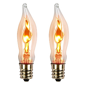 OHLGT Flicker Flame Light Bulb for Hallowwen Christmas Decorative 3 Watt, 120V, E12 Flame Candelabra Light Bulbs（2 Packs）