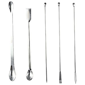 SHUATI Micro Sampling Scoop Stainless Steel Universal Silver Double Ended Mixing Spoon Wide Application Lab Spatula Laboratory Supplies