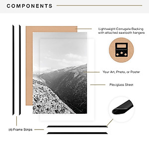 MCS Original Poster Frame 16x20 Black Lightweight Vertical & Horizontal Wall Hanging Large Picture Frame for Posters, Art Prints & Gallery Wall (2-Pack)