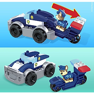 Mega BLOKS PAW Patrol Toddler Building Blocks Toy Car, Chase's City Police Cruiser with 31 Pieces, 1 Figure, Gift Ideas for Kids Age 3+ Years
