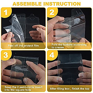 45 Pack Clear Favor Boxes 3x3x3 Inches with Ribbons, Clear Plastic Cube Candy Boxes Party Favor Treat Boxes for Birthday Wedding Baby Shower Party Decorations