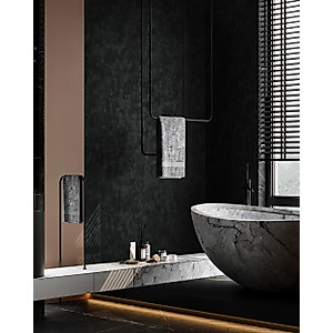 Yasinet Peel and Stick Wallpaper Black Removable Wallpaper Modern Black Embossed Thicken Self Adhesive Black Textured Contact Paper for Cabinets Walls Waterproof Vinyl Roll 78.7"x 15.7"