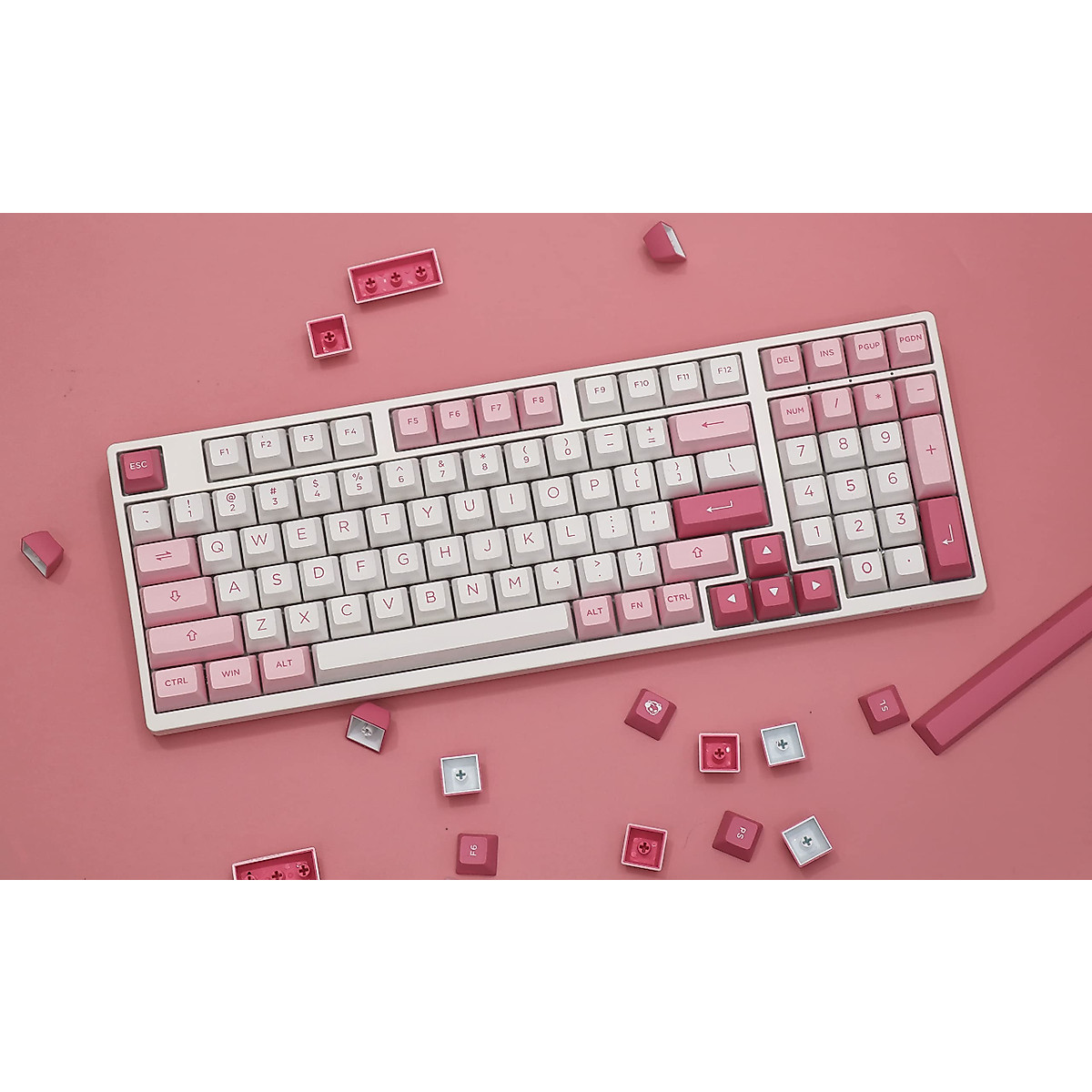 EPOMAKER Prunus Lannesiana 3098B 98 Keys Hot-Swap 2.4Ghz Wireless/Bluetooth/Wired Mechanical Keyboard with RGB Backlight, PBT Keycaps for Gamers (CS Jelly Pink, 3098B Prunus Lannesiana)