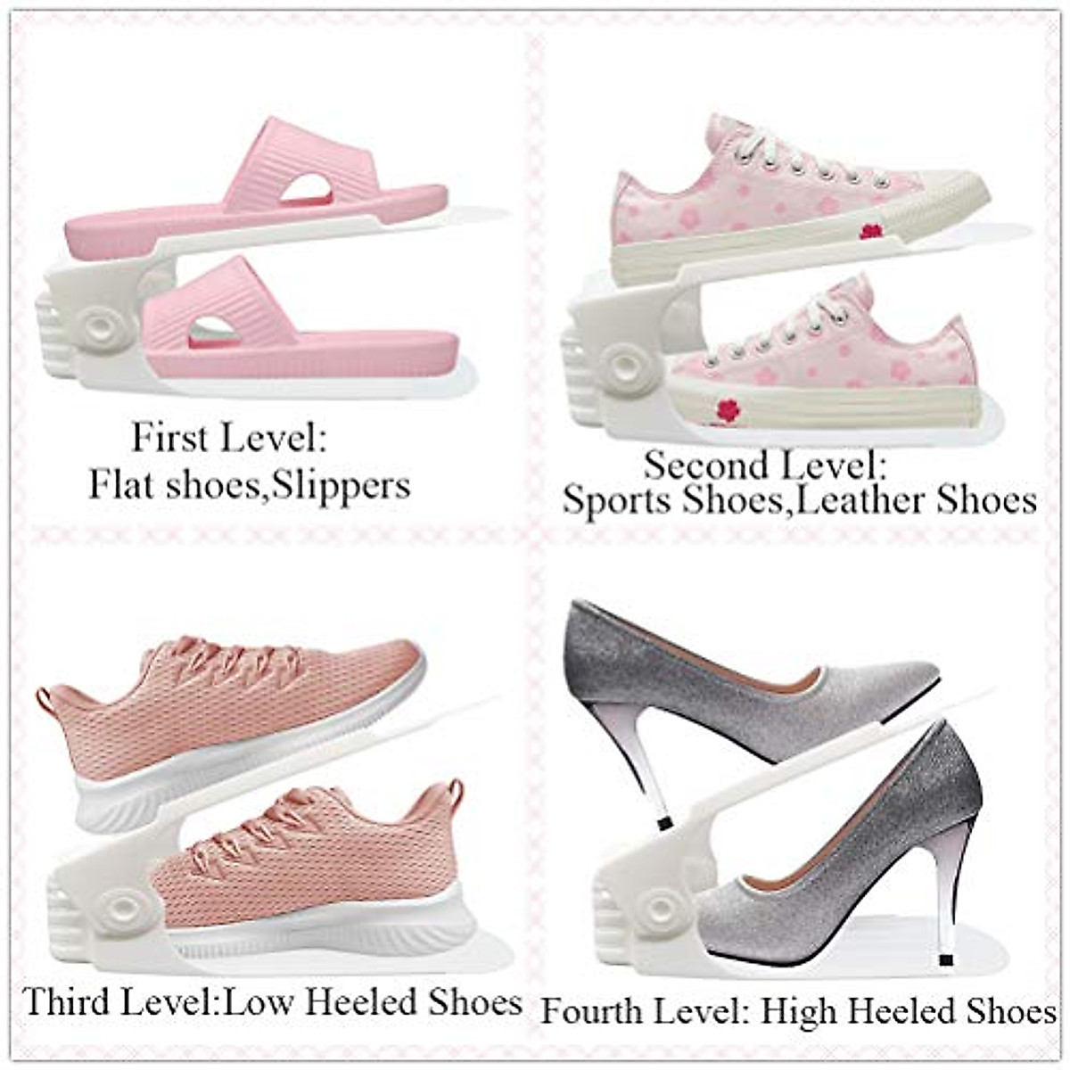 WISHAVE Shoe Slots Organizer 20 Pack for Closet, Adjustable Shoe Stacker Space Saver,Double Deck Shoe Rack Organizer Holder (White)