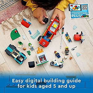 LEGO City Fire Rescue & Police Chase Building Set 60319 - Kid's Fire & Police Build, Featuring 3 Minifigures, Emergency Truck, Patrol Car, Motorcycle Toys, Gifts for Boys and Girls Age 5+ Years Old