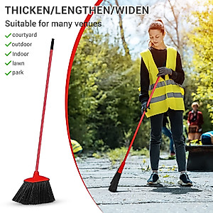 WILLBOND 20 Pcs Heavy Duty Broom Outdoor Indoor Commercial Angle Brooms Bulk for Courtyard Garage Lobby Mall Market Floor Home Kitchen Room Office Pet Hair Rubbish 54 Inch (Red)