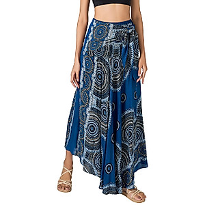 Joob Joob Long Boho Skirts for Women - Bohemian Hippie Maxi Summer Skirt Blue