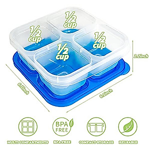 WHSNDL 4-Compartment Bento Snack Boxes Reusable Meal Prep Containers BPA-Free Food Containers for Kids, Boys & Girls After Meal Snack Containers Suitable for school, travel, picnic(5 Pack)