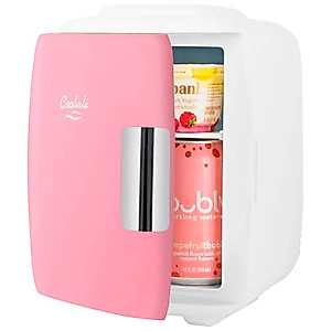 Cooluli Skincare Mini Fridge for Bedroom - Car, Office Desk & Dorm Room - Portable 4L/6 Can Electric Plug In Cooler & Warmer for Food, Drinks, Beauty & Makeup - 12v AC/DC & Exclusive USB Option, Pink