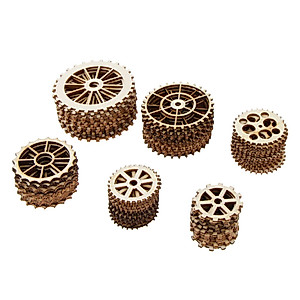 Fityle Pack of 70 Unfinished Blank Gear Wheel Wooden Pieces Gift Tags DIY Art Craft Project