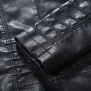 Tanming Women's Womens Hooded Faux leather Jackets (Medium, Black)