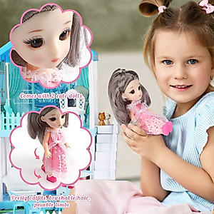 TOY Life Dollhouse - Doll House 4-5 Year Old with Lights - Toddler Girls Doll House 3 Year Old 20" x 19" x 11" with 2 Dolls 3 Princess Doll Dream House Rooms, Furniture & Dollhouse Accessories