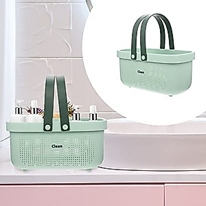 Zerodeko Shower Caddy Basket Plastic Toiletry Bag Bin Cleaning Caddy Organizer Storage Tote with Handles for Bathroom College Dorm Room Green