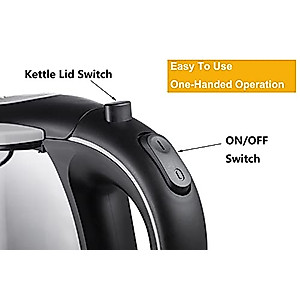 Electric Kettle,kettle water boiler,Auto Shut Off, Blue LED Light,1.8L Cordless 360° Base,One-Handed Operation Easy To Use,Aiosa Electric Kettles…