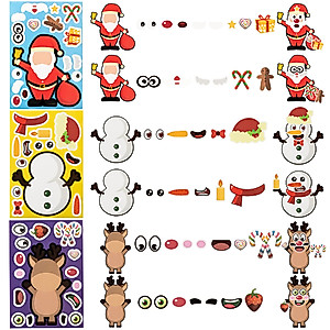 MALLMALL6 276Pcs DIY Christmas Tree Foam Craft Kits Self-Adhesive Stickers Xmas Make a Face Sticker Handmade Artwork Project Making Fun Home Activities for Kids Christmas Gift Party Favor Decoration