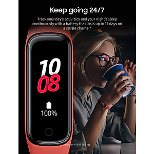 Samsung Galaxy Fit 2 Bluetooth Waterproof Fitness Tracking Smart Band – Red (Renewed)