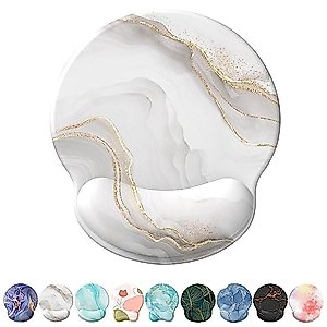 eulps Mouse Pad Wrist Support, Ergonomic Gel Mouse Pad with Wrist Rest, Comfortable Computer Mouse Pad for Laptop, Pain Relief Mousepad with Non-Slip PU Base (White Marble)