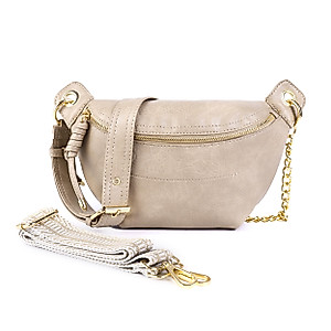 Fanny Packs for Women Cross Body Leather Belt Bag Sling Bag for Women Crossbody Purse Fashion waist packs with Two Strap