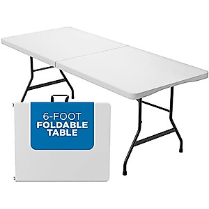 Sorfey Portable Folding Table 6-Foot X 30 inch Plastic Indoor & Outdoor for Picnic, BBQ, Party,