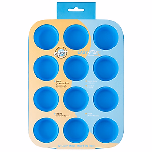 Wilton Easy-Flex Silicone Mini Muffin Pan, 12-Cup, Blue