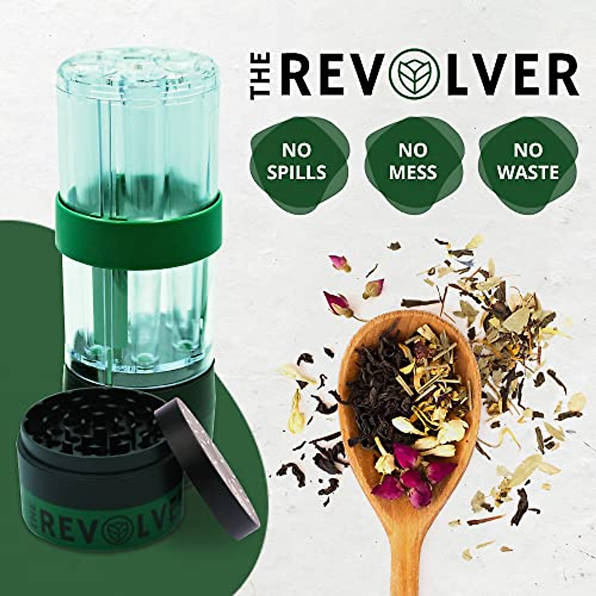 THE REVOLVER 3 in 1 Portable Herb Grinder with Storage, Lightweight and Easy to Carry Travel Herb Grinder, a Gift for your Loved Ones