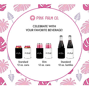 Pink Palm Co. Wedding Set of 2 Can Coolers | Can Holders for Bride and Groom | Beverage Insulators for Newlyweds | Wedding Toast | Engagement Party | Honeymoon (Mr. & Mrs.)