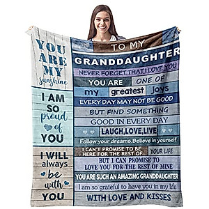 CUJUYO Granddaughter Gifts from Grandma Blanket 60"x50", Granddaughter Gifts Throw Blanket, Gifts for Granddaughter Blankets Throws, Granddaughter Gift Ideas for Birthday Graduation Christmas