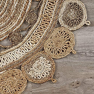 LR Home Natural Jute Area Rug 5'7" Oval Bleach Gray