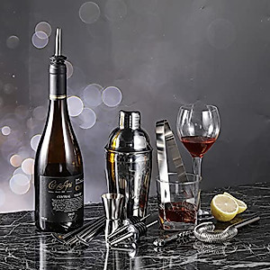 ProCattle 13 Piece Cocktail Shaker Set with Bamboo Stand, Stainless Steel Mixology Bartender Kit and Recipes, Bar Tools Set, Gifts for Men Dad Grandpa, Home Party, Bar Party, Travel - 25 OZ (750ml)