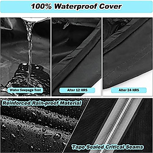 Round Patio Table Cover Waterproof, 85" Diax27.9" H Heavy Duty Oxford Fabric Outdoor Patio Furniture Cover Patio Table Chair Set Covers for Garden Round Table Dining Set, Black