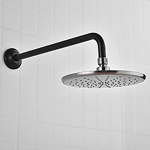BESTILL 16 Inch L-Shaped Shower Head Extension Arm, Shower Arm and Flange Included, Matte Black