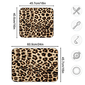 Aflyko Dish Drying Mat Leopard Print Animal Microfiber Absorbent Drying Pad Heat Resistant Kitchen Island Protector Seasonal Gift 16" × 18"