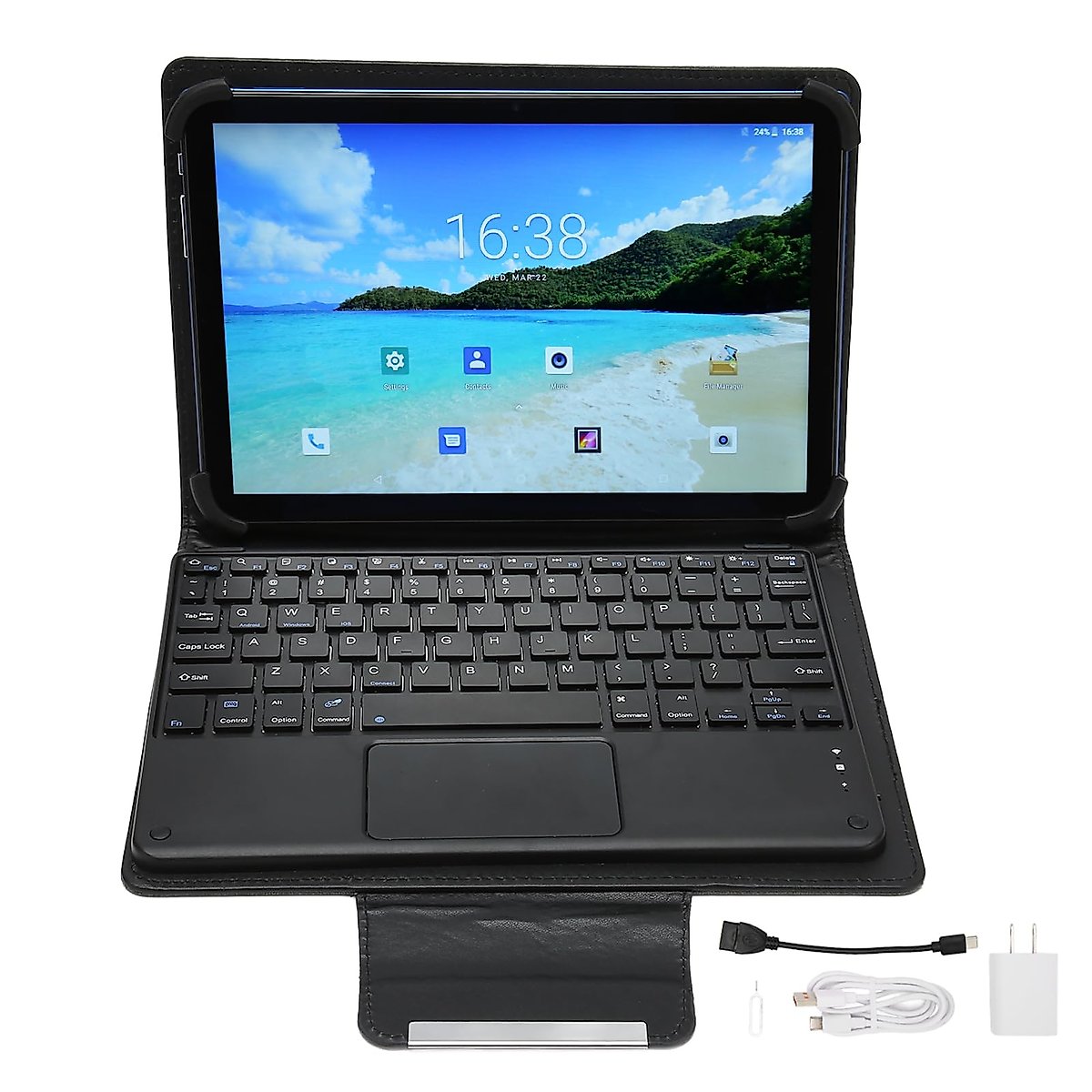 2 in 1 Tablet 10.1 inch, 8 Core CPU 8+256G RAM 5G WiFi Tablet Computer with Keyboard, Dual SIM Dual Standby, Front 8MP, Rear 16MP Camera (US Plug)