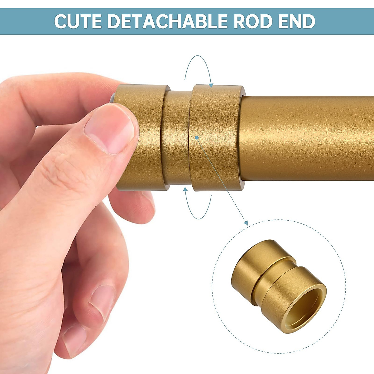 Tension Shower Curtain Rod Adjustable 47 to 56 inch - Spring Tension Shower Rod, Gold