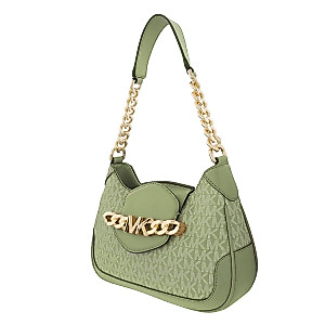 Michael Kors Signature Logo-print Small Hally Shoulder Bag - Light Sage