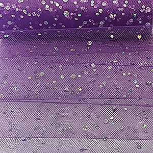 Misscrafts Glitter Tulle Rolls Netting Ribbons Tulle Fabric Spool for DIY Wedding Tutu Valentine Wedding Birthday Decor (Purple Sequin 15cm x 25Y)