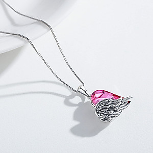 TwoAnts Angel Wings Necklace 925 Sterling Silver Guardian Angel Love Pendant Necklace with Love Heart Crystal Necklace Jewelry Graduation Birthday Gifts for Her Women Wife
