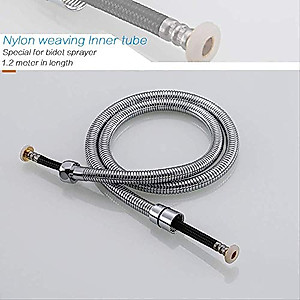 MINJING Toilet Hand held Bidet Sprayer kit Brass Chrome Plated Bathroom Bidet Faucet Spray Shower Head with Hose & T-Adapter & Holder B