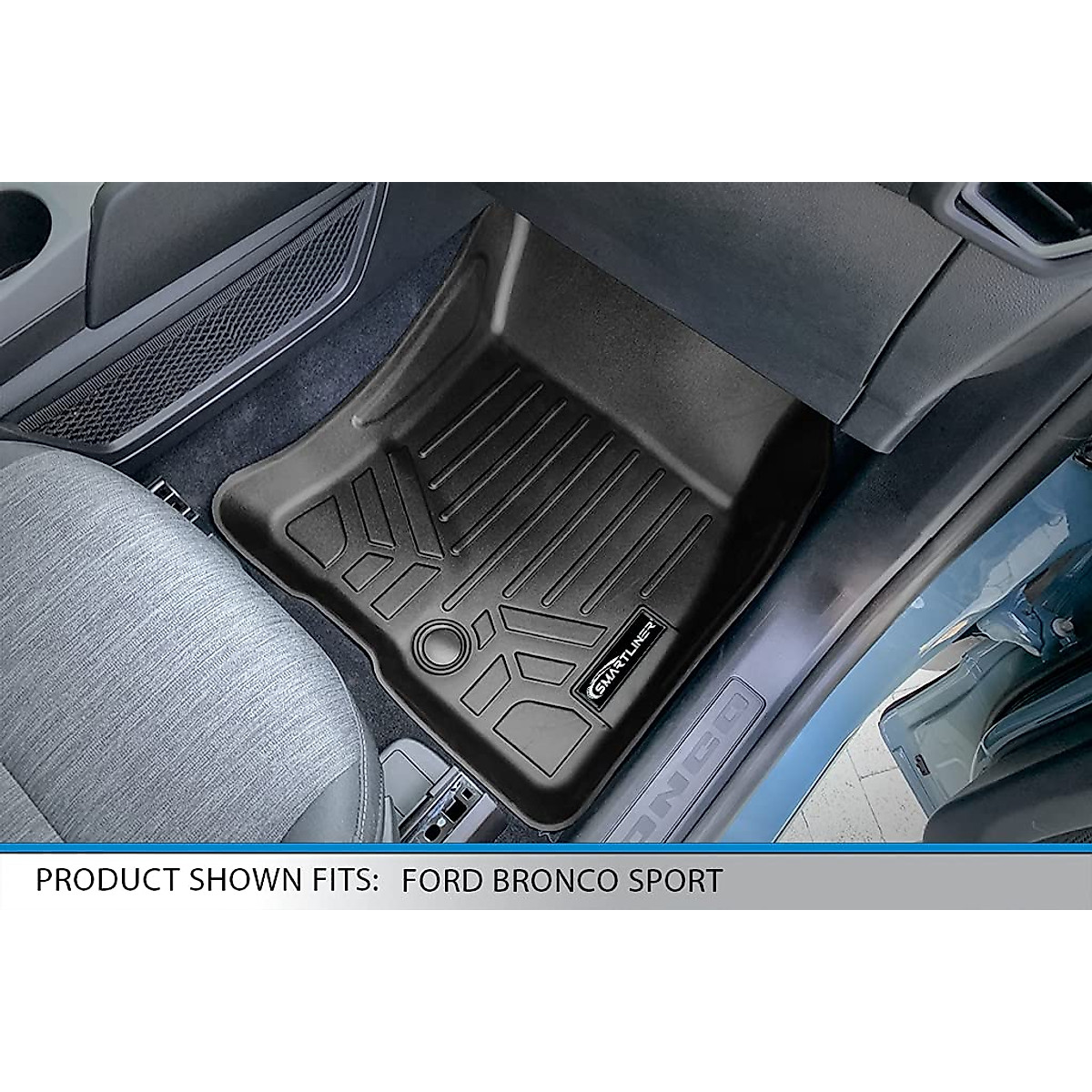 SMARTLINER Custom Fit All Weather Black 2 Row Floor Mat Liner Set Compatible with 2021-2022 Ford Bronco Sport