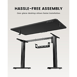 ErGear Whole Piece Standing Desk with 48x30 inch Desktop, Adjustable Stand Up Desk for Home Office, Electric Computer Desk Workstation with Cable Management Tray, Black, EGESD65B