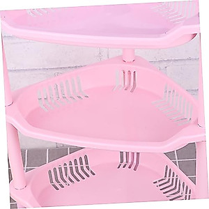 MUSISALY 3 Pink Corner Shelf Organizer Storage Shelf Rack Bathroom Shelves Desk Stand Rack
