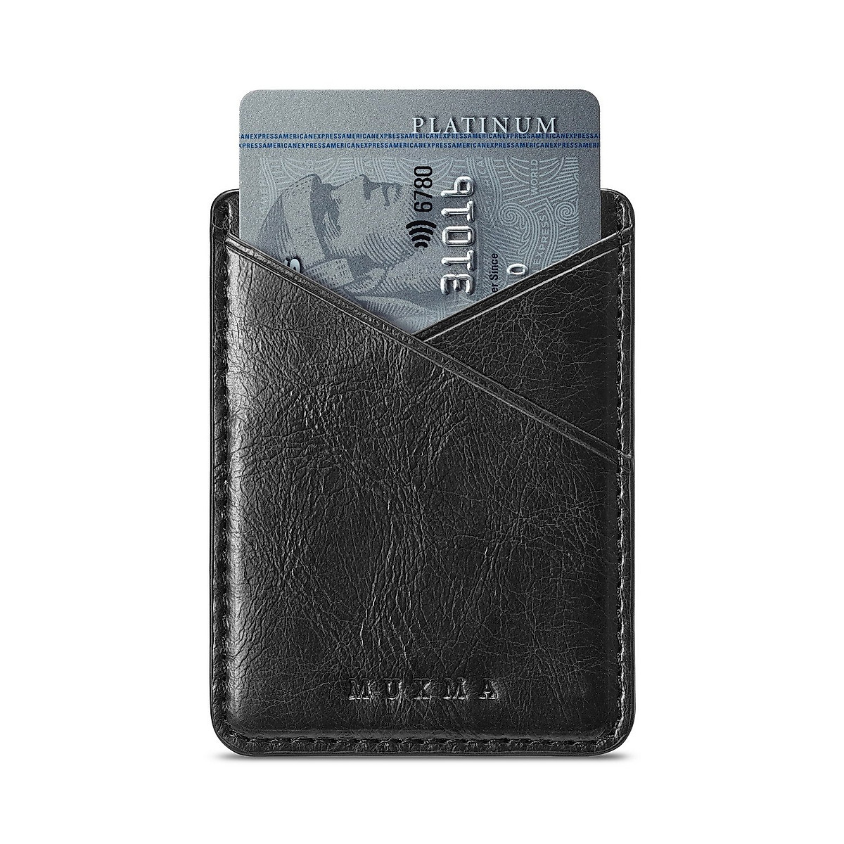 Arlgseln Cell Phone Card Holder, Multi-functional Ultra Slim Adhesive Purse ID/Credit Card Slots Wallet Pocket Sleeve Stick on iPhone/Samsung Galaxy/Smartphone/Tablet Case (Black)