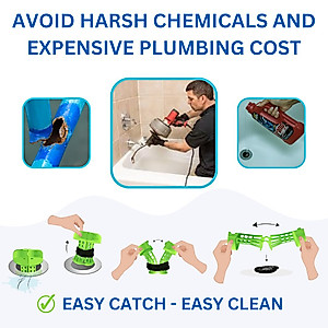 EcoKatch - Ultimate Contactless and Hygienic Bathtub Drain Hair Catcher | Drain Protector | Strainer | Universal Fit for Standard Bathtub with 1.5" to 1.75" Drain (Ice Blue)