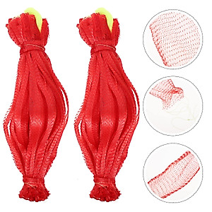 HANABASS 200pcs Mesh Produce Bags Seafood Boiling Bags Onion Fruits Mesh Produce Bags Reusable Net Bags for Vegetables and Fruits Boiling Bags for Cooking Crab Shellfish Crawfish Red