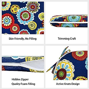 Magpie Fabrics Outdoor/Indoor 17"x16"x2" Chair Cushions with Ties Set of 2, Waterproof All Weather U-Shape Seat Pads Decoration for Patio Garden Furniture Home Office (Heronsbill Navy)