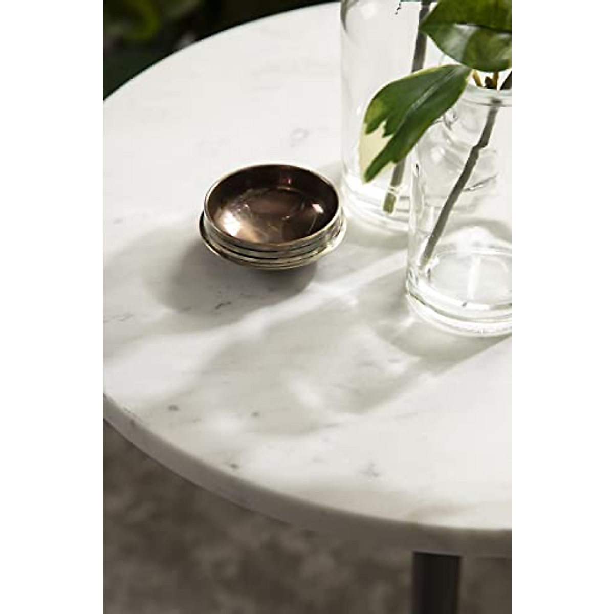 Kate and Laurel Tira Round Side Table, 14 x 14 x 24, White and Gray, Decorative Pedestal Style End Table for Use as a Bedroom Nightstand or Living Room Accent