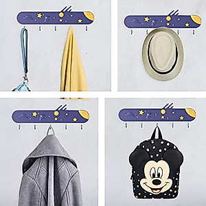 Kids Coat Rack Wall Mounted - Self Adhesive Small Hooks for Boys and Girls - Decorative Children Plastic Storage Hanger for Hanging Clothes, Towels, Keys, Scarf, Small Bags