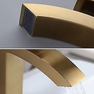 BULUXE Bathroom Sink Faucet in Brushed Gold, Contemporary Style Single Hole Single Handle Deck Mounted Gold Bathroom Faucet Solid Brass Bathroom Basin Mixer Tap cUPC Certified