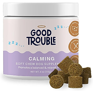Calming Dog Treats - 90 Chews with Natural and Human-Grade Ingredients - Dog Calm Supplement to Calm Anxiety for Dogs - Effective Calming Aid for Dogs Good Trouble Pets